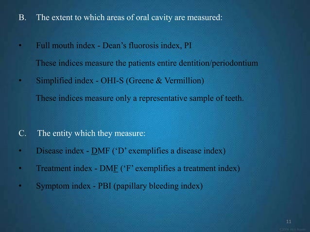 Critical evaluation of dental indices | PPTX | Oral care | Personal Care