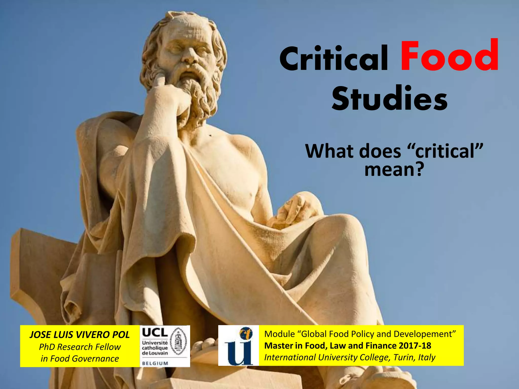 Critical food studies: What does “critical” mean? | PPTX