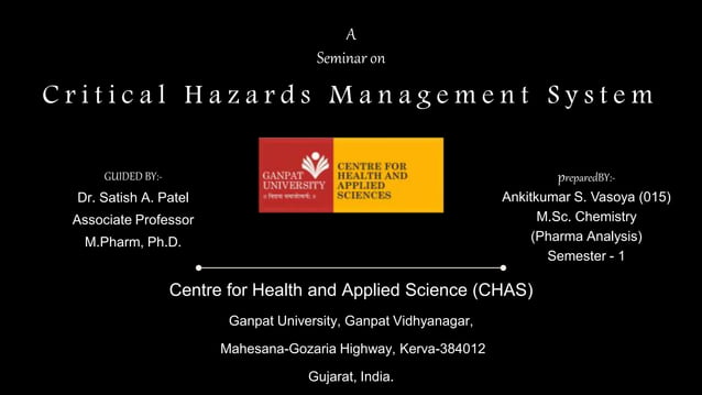 Critical Hazard Management System (CHMS) | PPTX