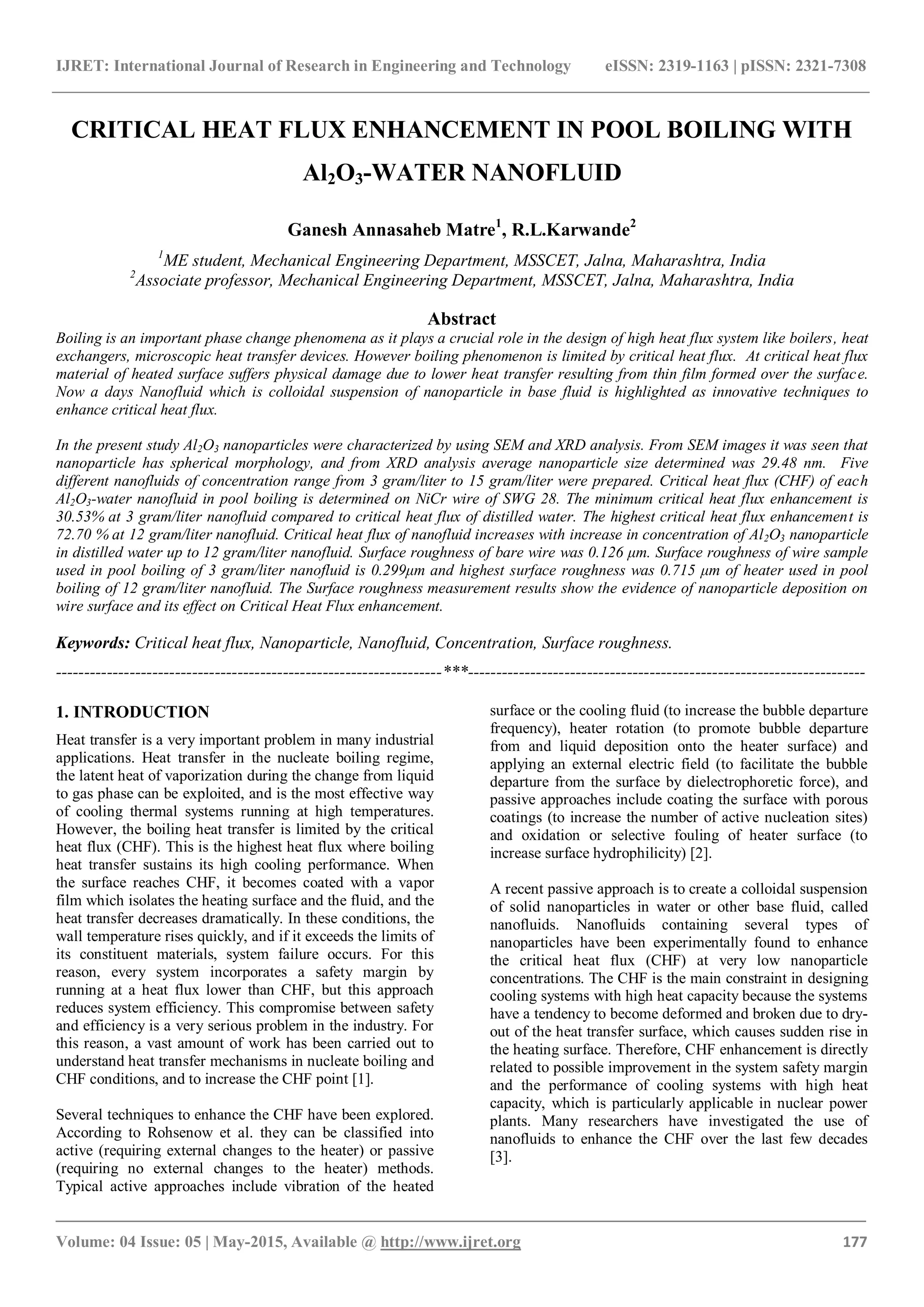 Critical heat flux enhancement in pool boiling with al2 o3 water nanofluid | PDF