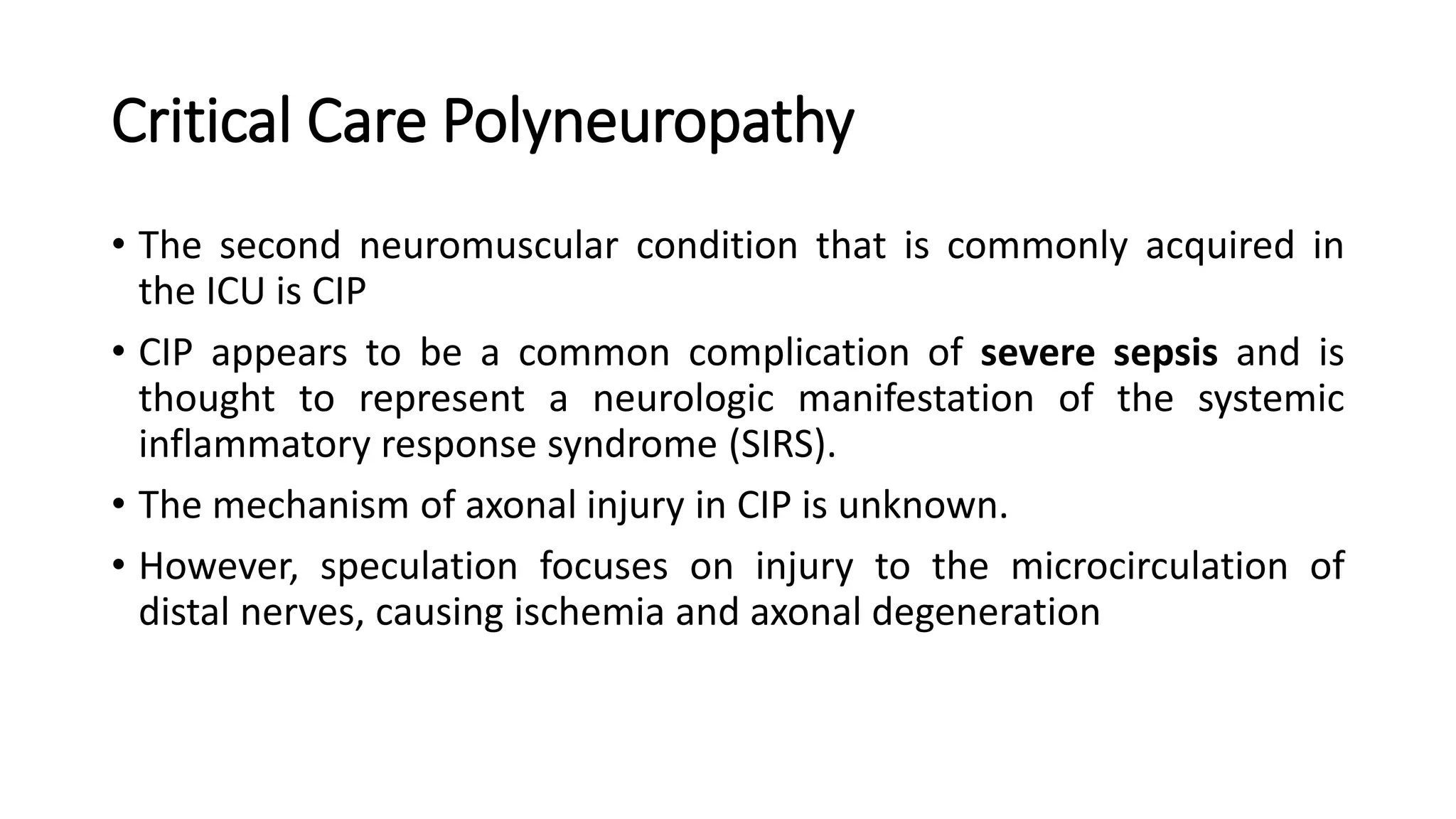Critical Illness Neuropathy & Myopathy | PPTX