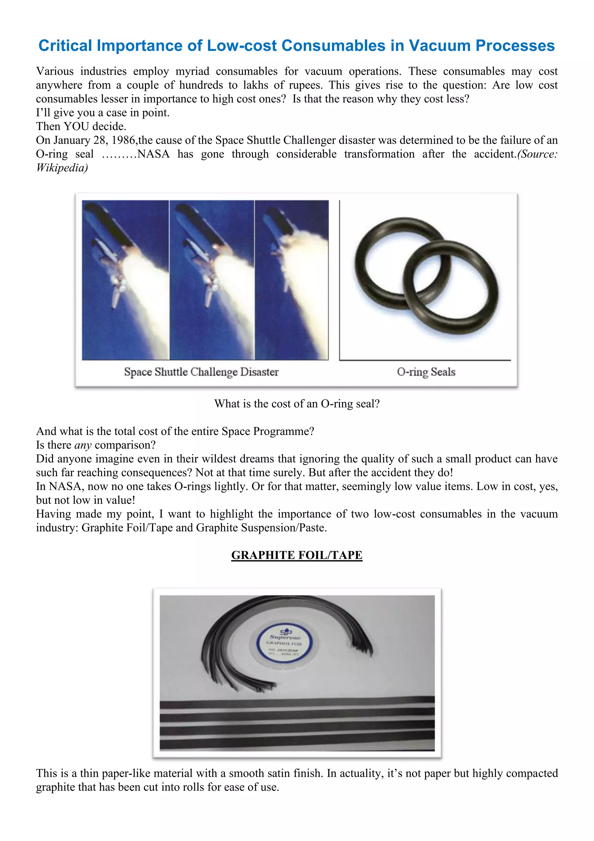 Critical importance of low cost consumables in vacuum processes | PDF