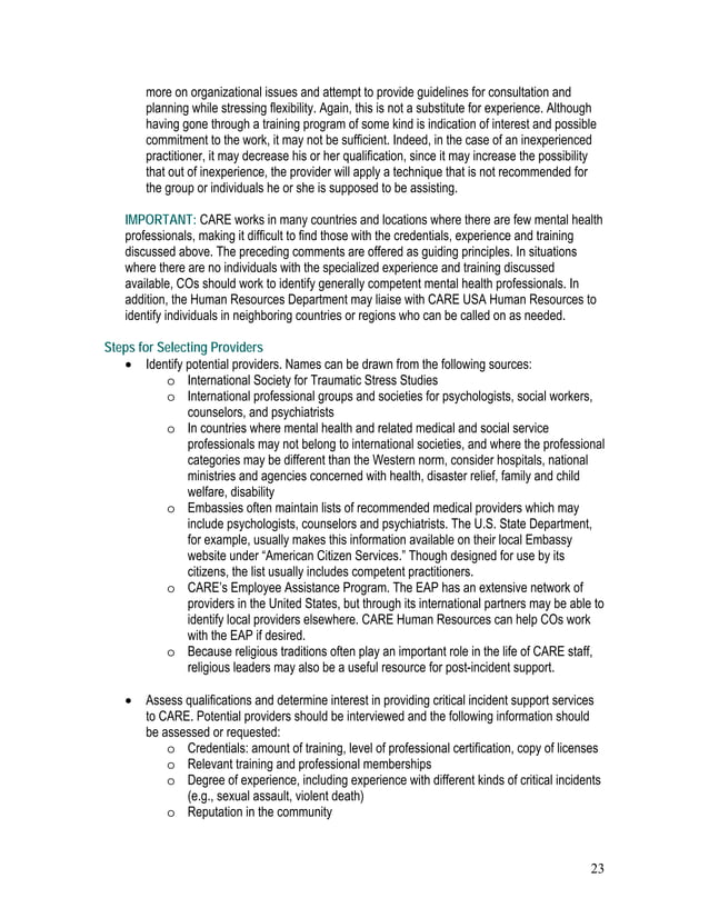 Critical Incident Protocol