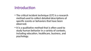 Critical incidents Technique. pptx | PPTX