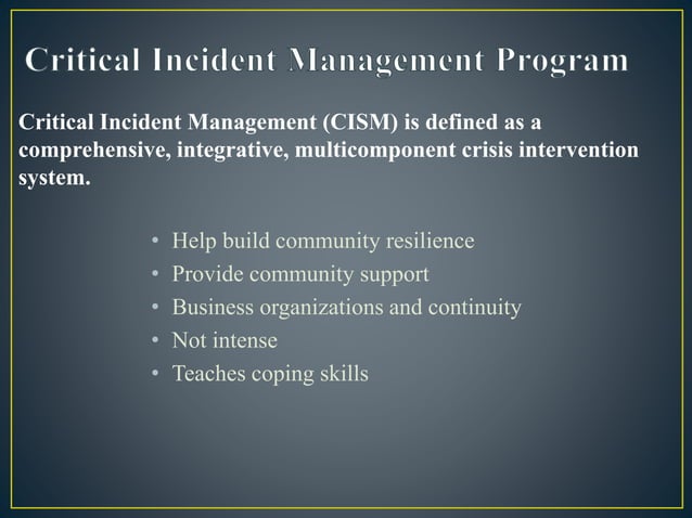 Critical Incident Stress Management | PPTX | First Aid | Injuries