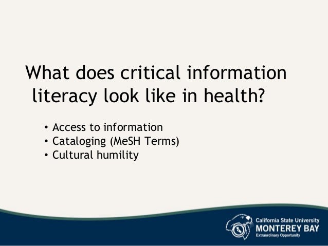 Critical Information Literacy in Health
