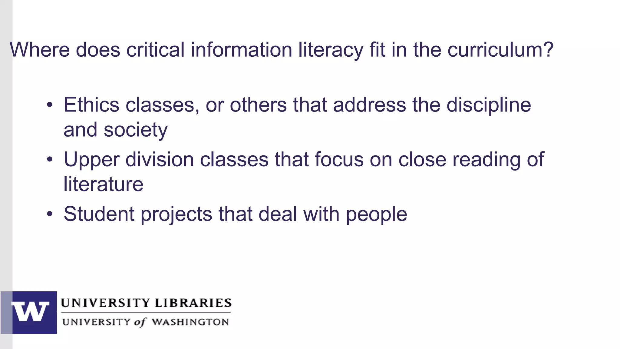 Critical information literacy in STEM degrees | PPTX