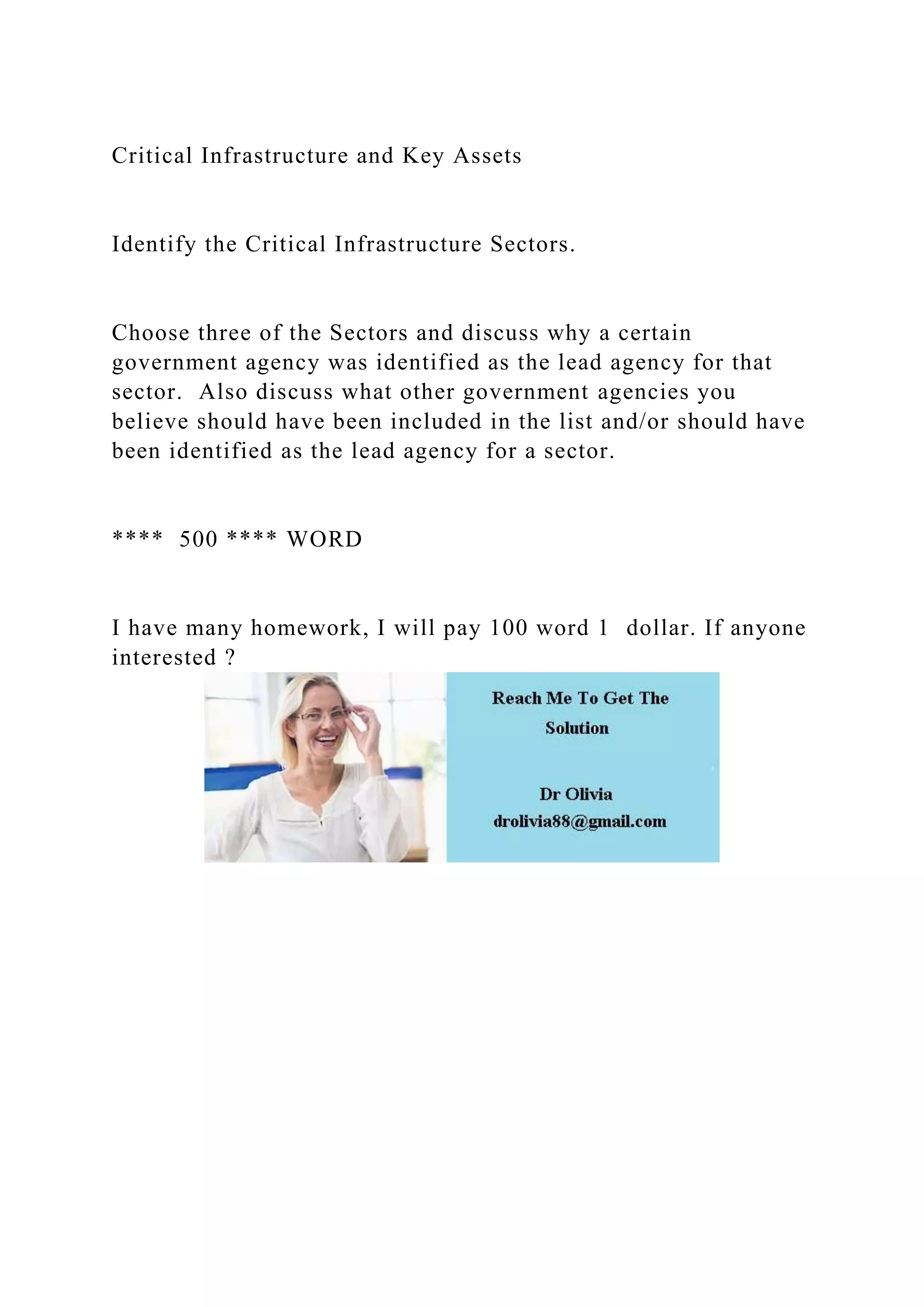 Critical Infrastructure and Key AssetsIdentify the Critical In | PDF