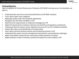 Critical Infrastructure Protection (CIP) NERC Training : Tonex Training | PPTX