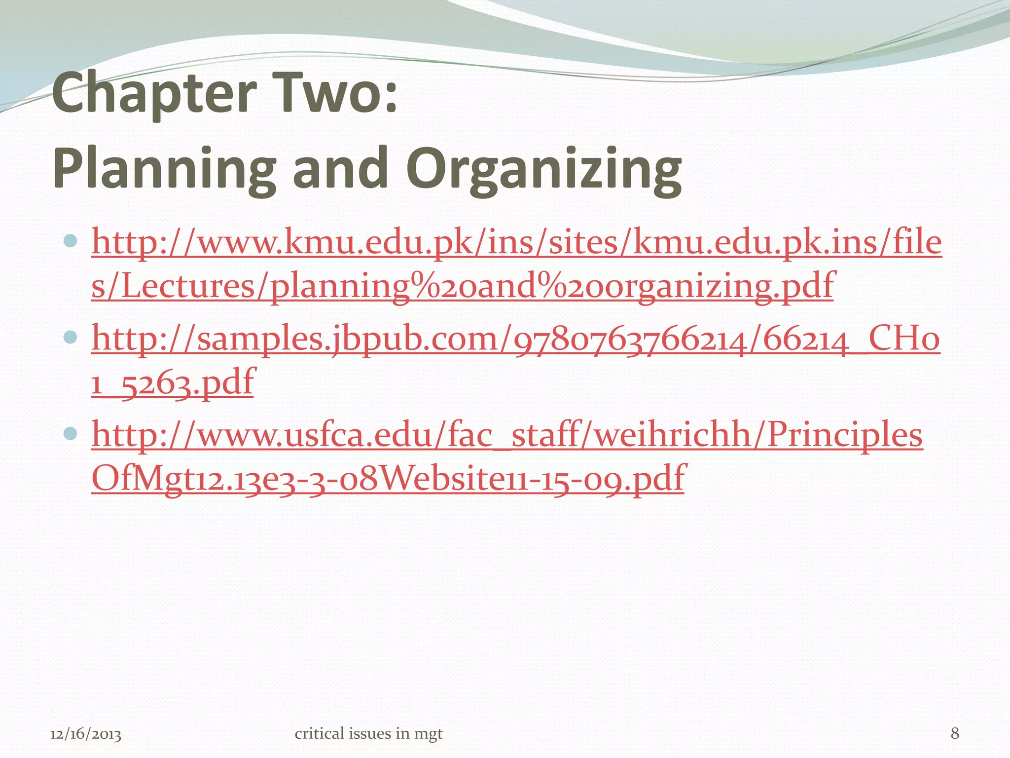 Critical Issues in Management | PPTX