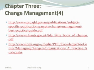 Critical Issues in Management | PPTX