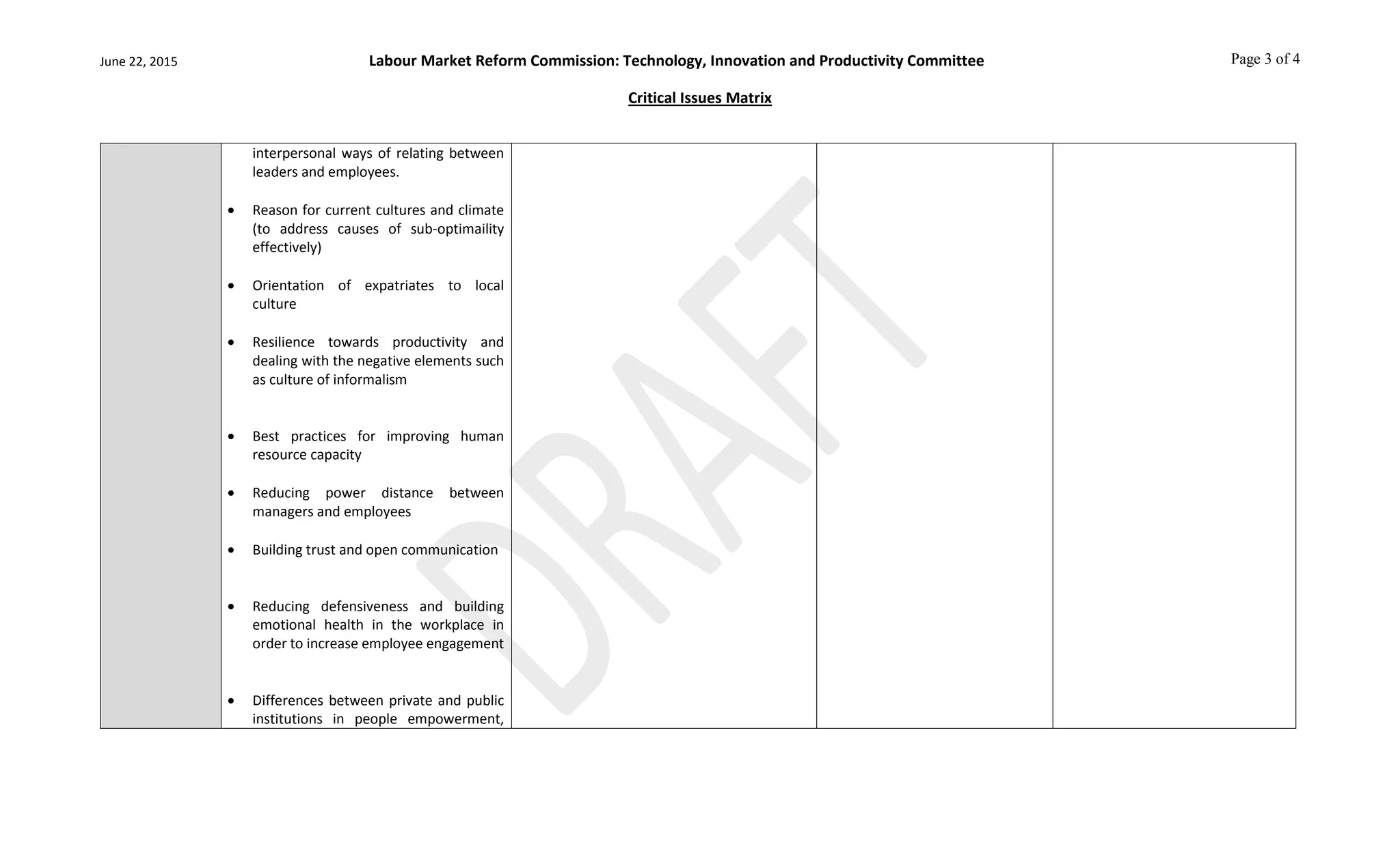 Critical Issues Matrix - TIP Committee LMRC 22jun15 | PDF | Small and ...