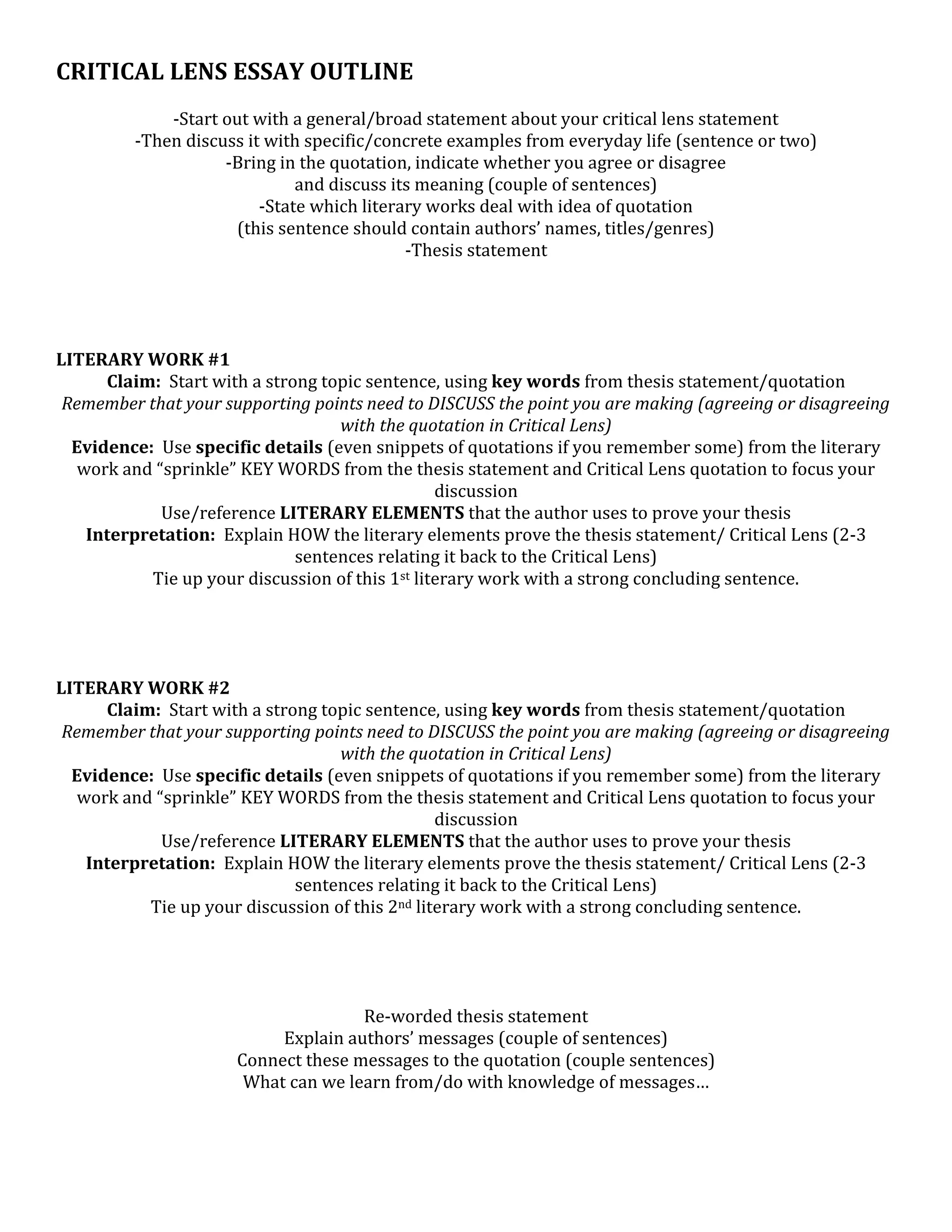 Critical lens essay outline | PDF | Free Download