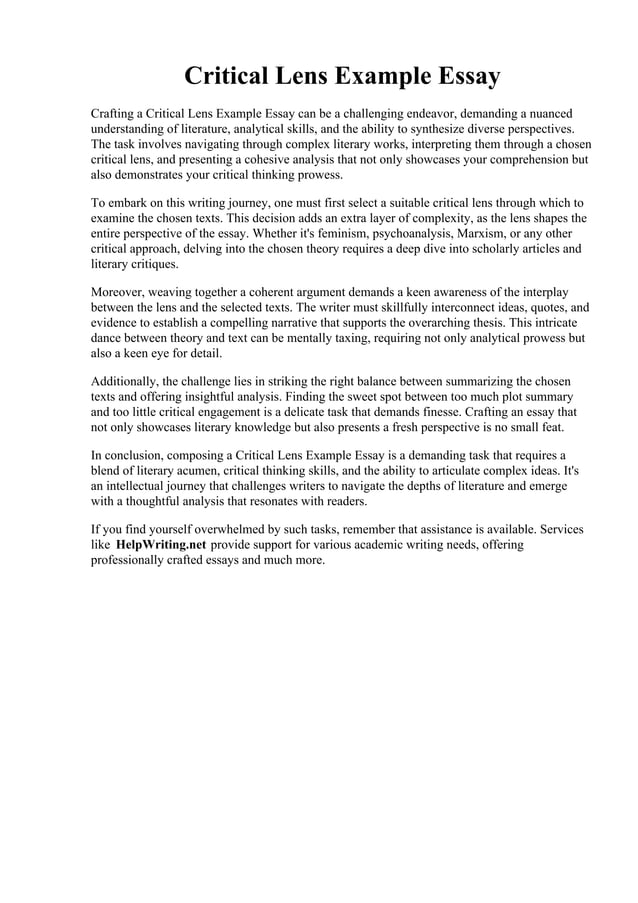 Critical Lens Example Essay | PDF