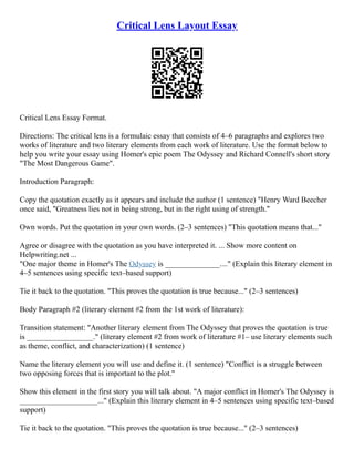 Critical Lens Layout Essay | PDF