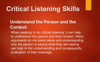 Critical Listening Skills