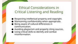 Mastering Critical Listening and Reading for Professional Success | PPTX