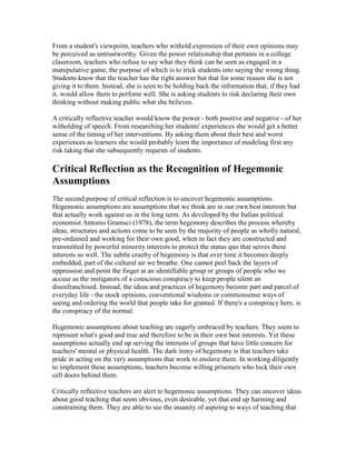 Critically reflective teaching | PDF