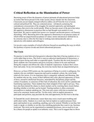 Critically reflective teaching | PDF