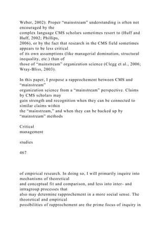 Critical management studiesand mainstream” organization.docx