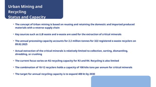 Critical Mineral Mining, E-waste Recycling India | PPTX