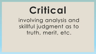 Writing a Critical Narrative | PPSX