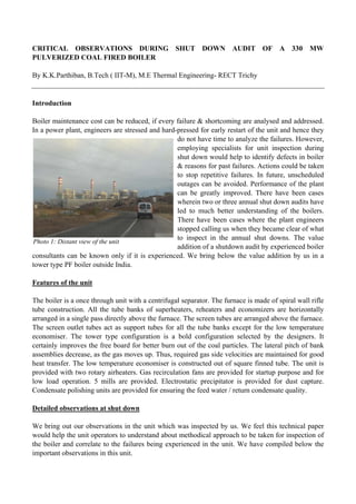 Critical observations during a shut down audit of a pf boiler final | PDF