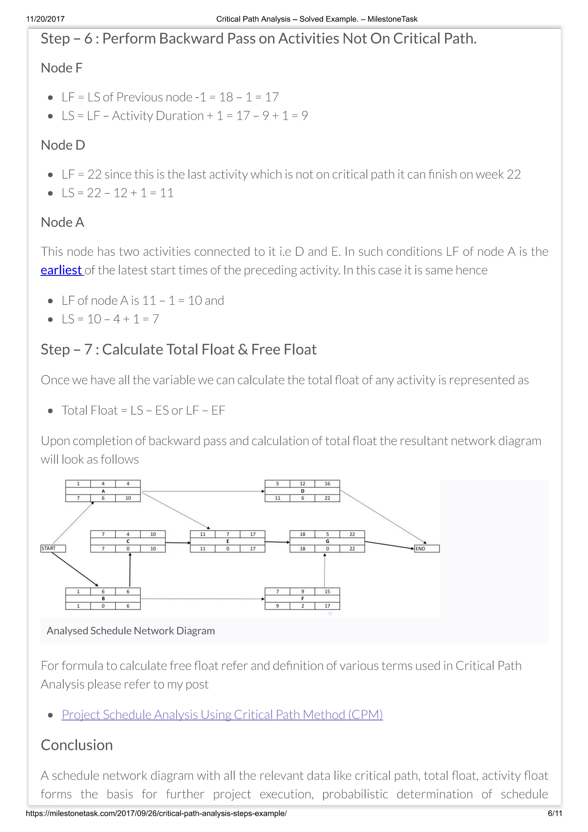 Critical path analysis solved example | PDF