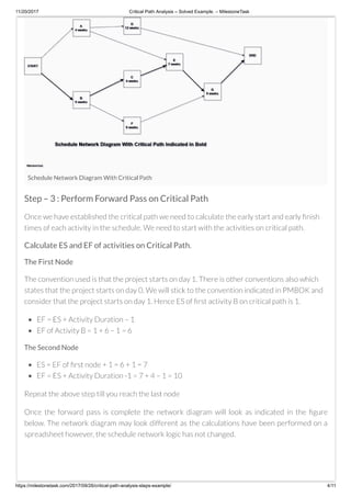 Critical path analysis solved example | PDF