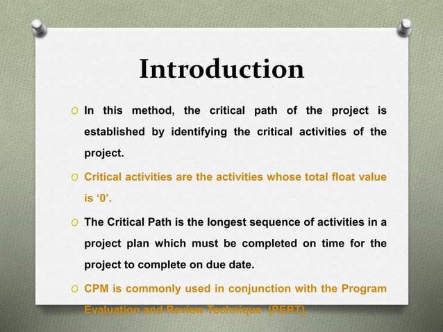 CPM - Critical Path Method | PPT