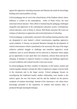 Critical pedagogy | DOCX