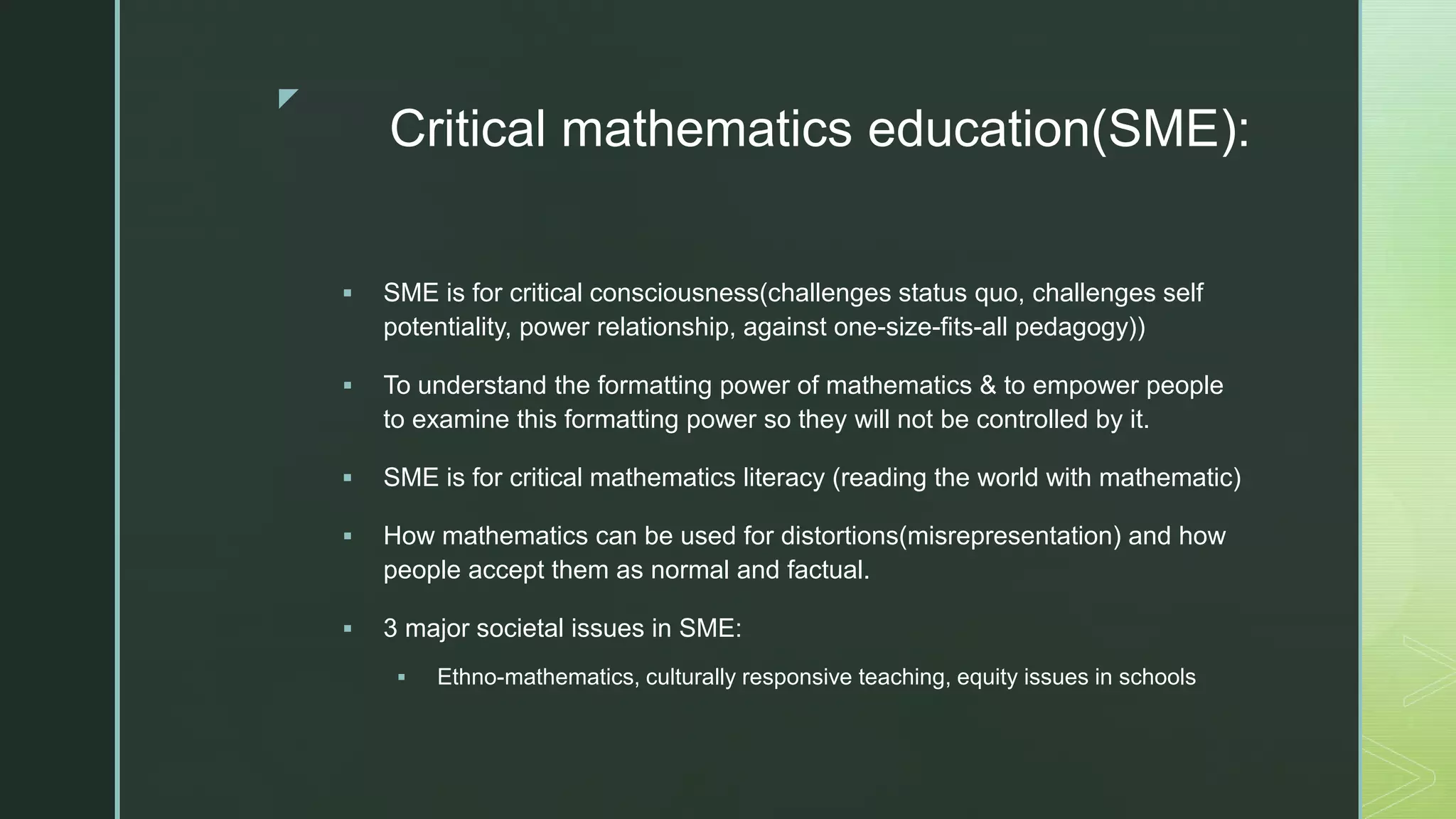 Critical pedagogy for critical mathematics education | PPT