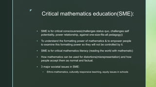Critical pedagogy for critical mathematics education | PPT