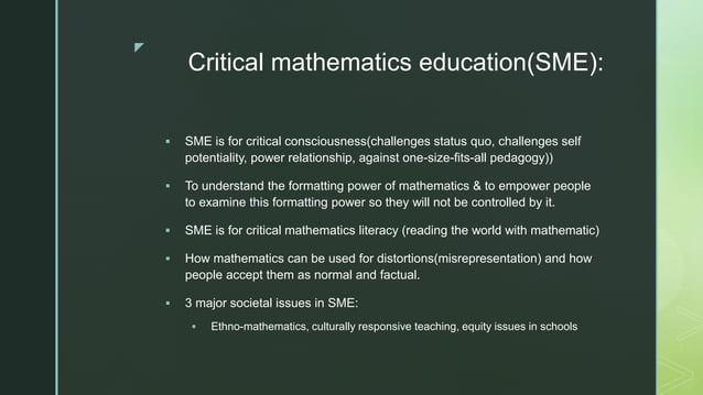 Critical pedagogy for critical mathematics education | PPT