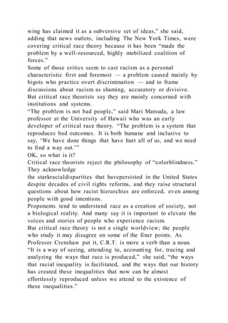Critical Race Theory A Brief HistoryHow a complicated and expan | DOCX