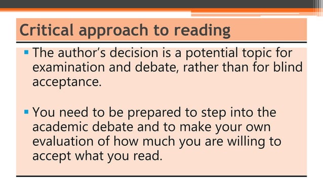 Critical reading | PPTX | Education