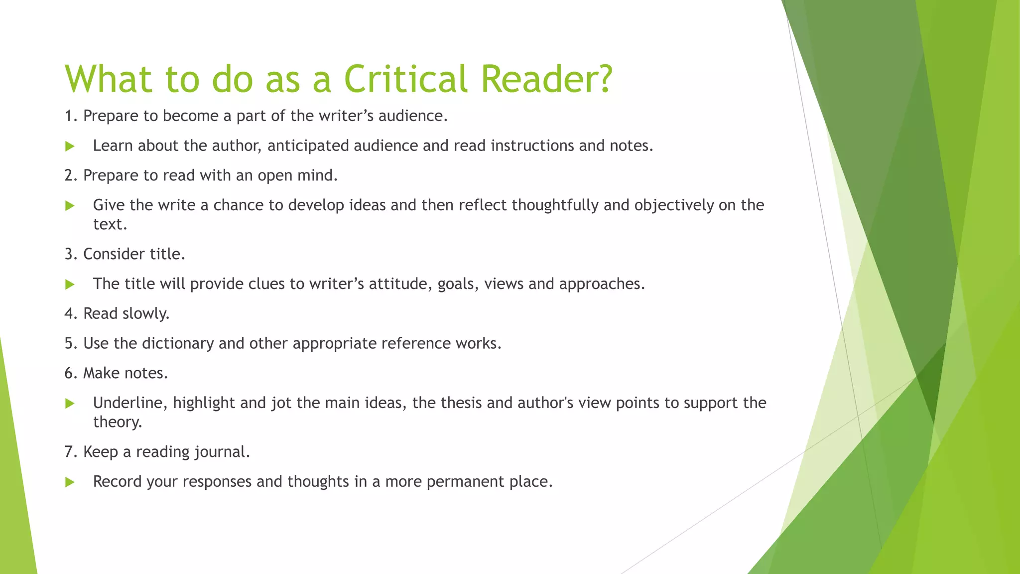 Critical reading | PPTX