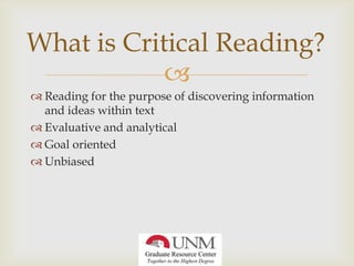 Critical reading and annotation skills | PPTX