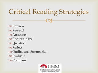 Critical reading and annotation skills | PPTX