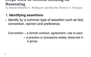 Critical Reading as Reasoning - Reading and Writing Skills- Quarter 4- Grade 11.pptx