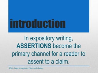 Critical Reading as Reasoning (Types of Assertions).pptx