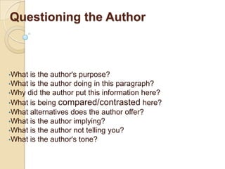 Critical reading for comprehension | PPT