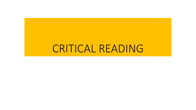 CRITICAL READING powerpoint.pptx. safe.secure | PPT