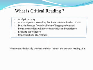 Critical reading presentation | PPTX