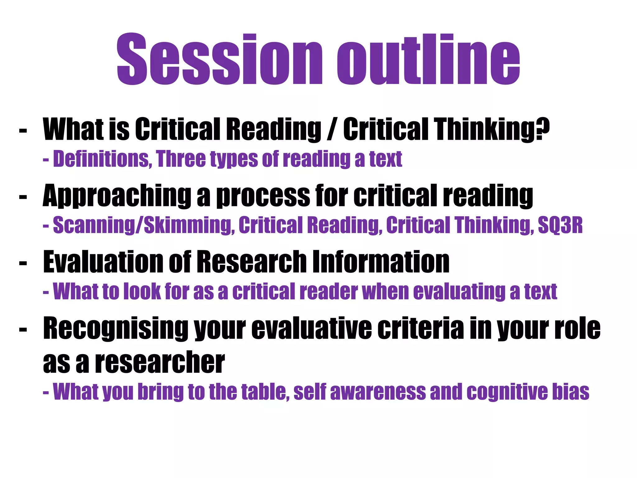Critical Evaluation: Critical Reading & Critical Thinking | PPTX