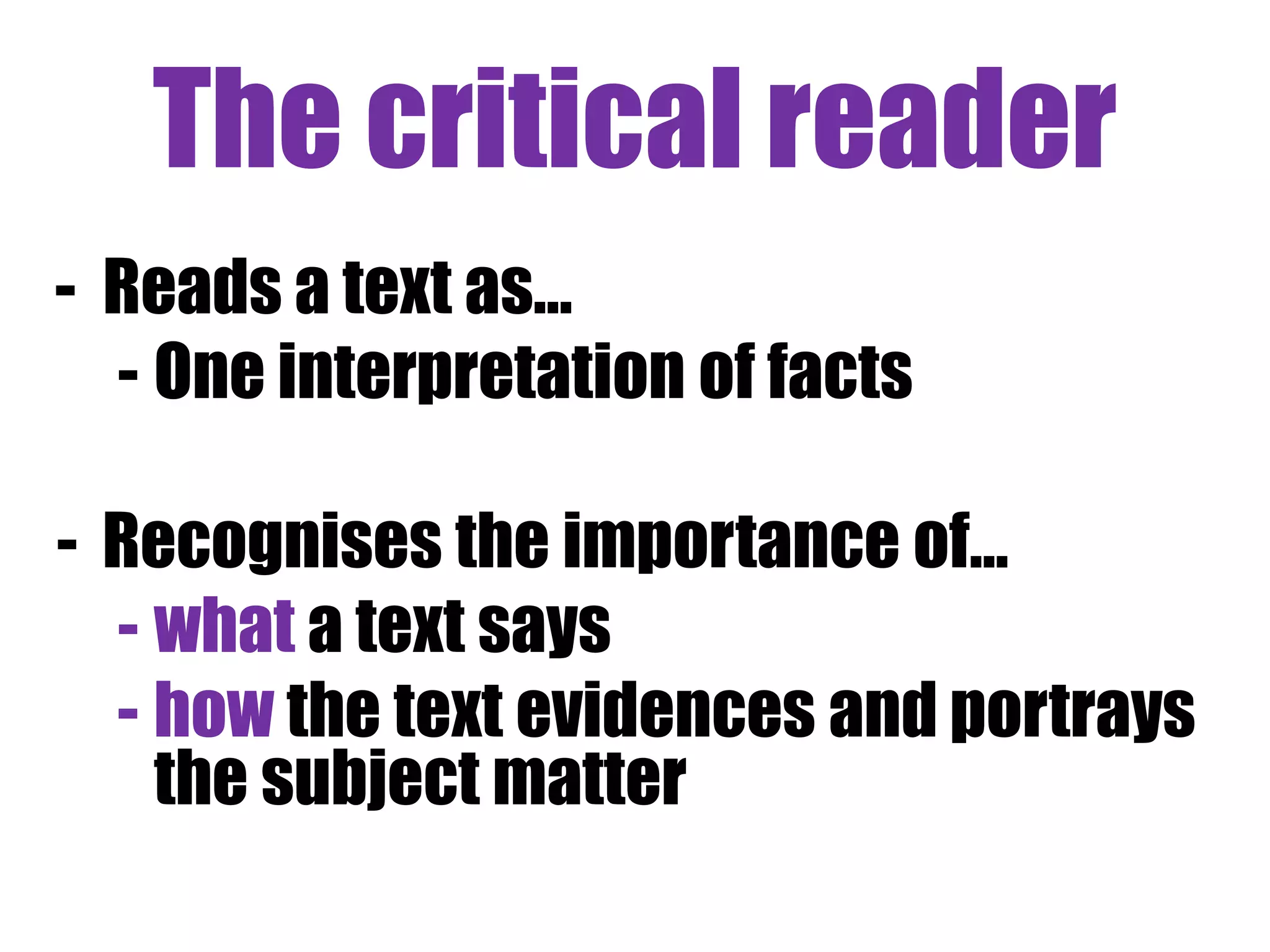 Critical Evaluation: Critical Reading & Critical Thinking | PPTX