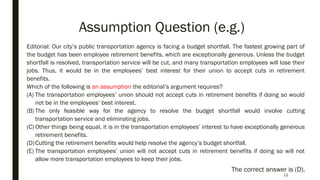 Critical reasoning exercises for MBA entrance exam | PPTX