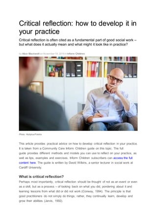 Critical Reflection - how to develop it in your practice | DOCX