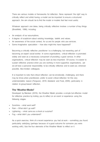 Critical Reflection - how to develop it in your practice | DOCX