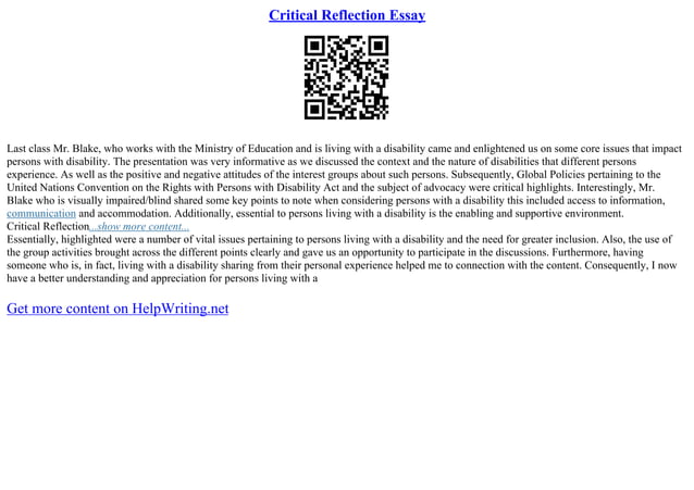 Critical Reflection In Nursing | PDF | Educational Assessment | Education